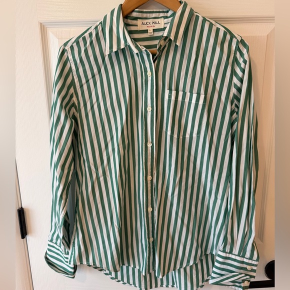 Alex Mill | Tops | Alex Mill Striped Shirt In Green And White | Poshmark